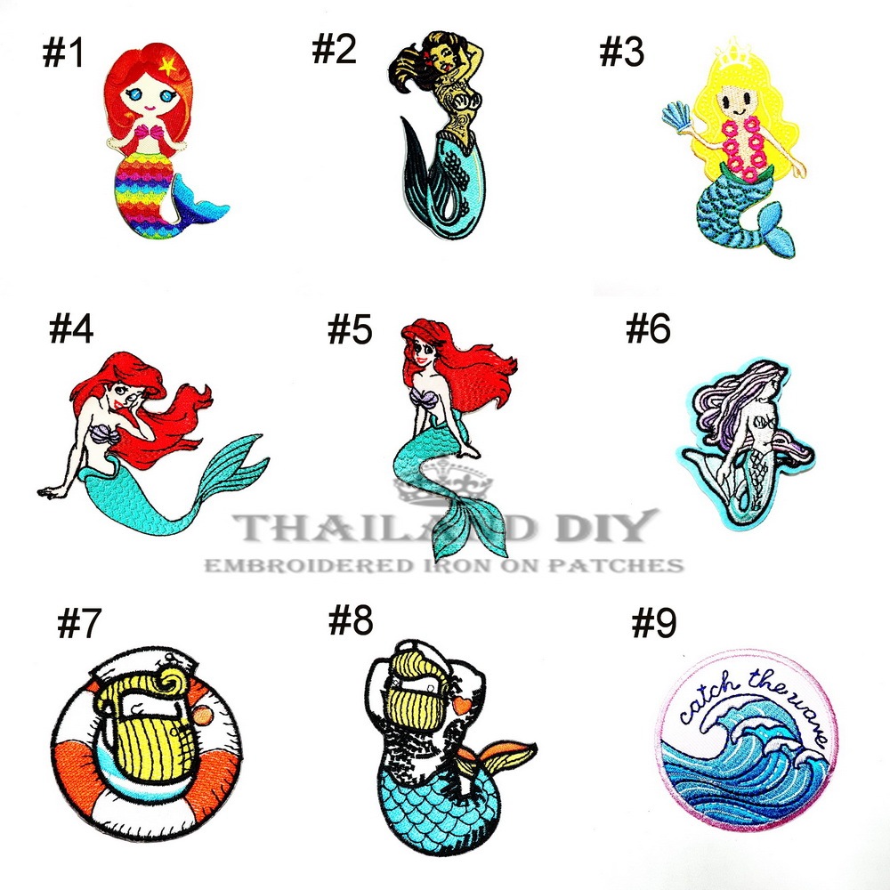 ตัวรีดติดเสื้อ ลายนางเงือก เงือก ทะเล Little Mermaid merman Patch งานปัก WOP DIY ตัวรีด อาร์ม ...