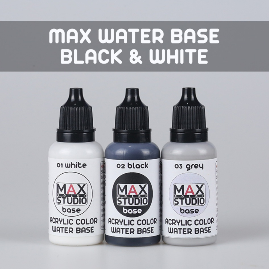 สีสูตรน้ำสำหรับงานโมเดล Max Color - Water Base Primary Color เฉดสีขาว ...