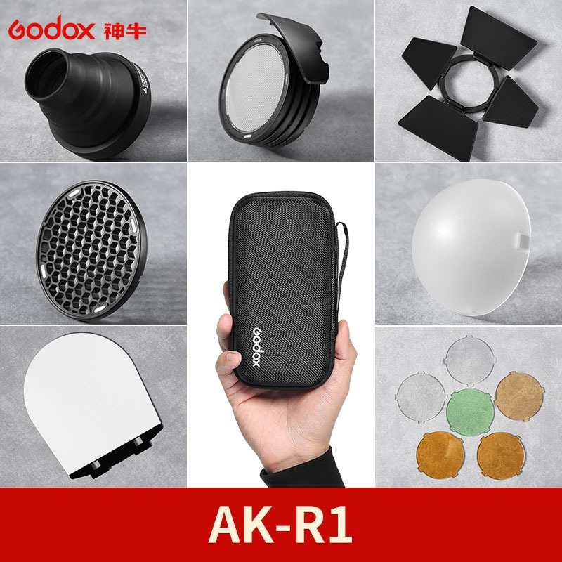 GODOX AK-R1 Accessory Kit Honeycomb Snoot Diffuser Filters for V1 V1PRO ...