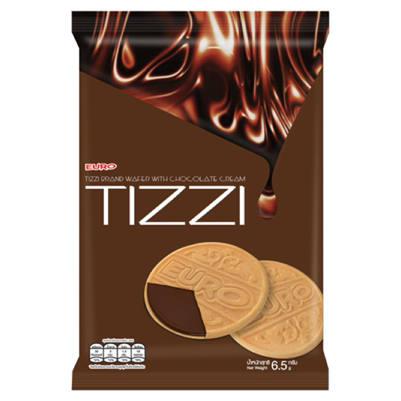 🍩🍪TIZZI🍪🍩ทิซซี่ เวเฟอร์สอดไส้ช็อกโกแลต 6.5 g 1 กล่อง 24 ซอง ยูโร่ euro ...