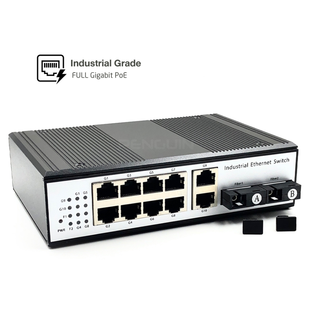 Full Gigabit Industrial PoE Switch 10 Port (8 PoE + 2 Uplink) Built-in ...
