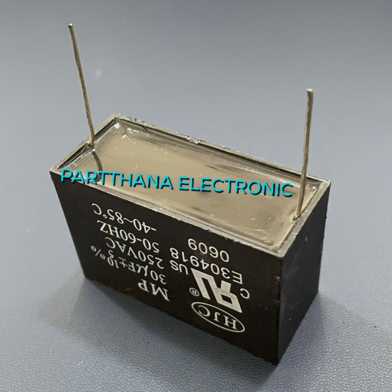 Capacitor 30uf 250VAC ตัวเหลี่ยม ลงปริ้น ขาลวด ระยะขา 50mm. | Shopee ...