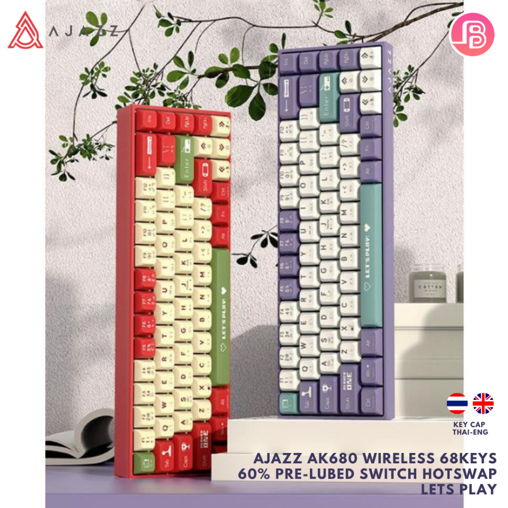AJAZZ AK680 Wireless 68Keys 60% Pre-Lubed Switch Hotswap Lets Play Mechanical Gaming Keyboard ...
