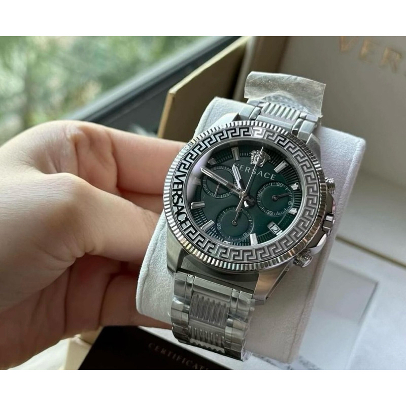 Versace Greca Action Chronograph Green Dial Men Size (*สินค้ามือหนึ่ง ...