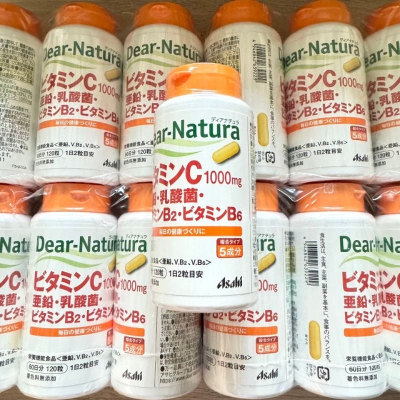 🚚พร้อมส่ง 🇯🇵ญี่ปุ่นแท้100% วิตามินซี 5 ชนิด Asahi Dear-Natura Vitamin C 1000mg. B2 B6 Zinc 120 ...