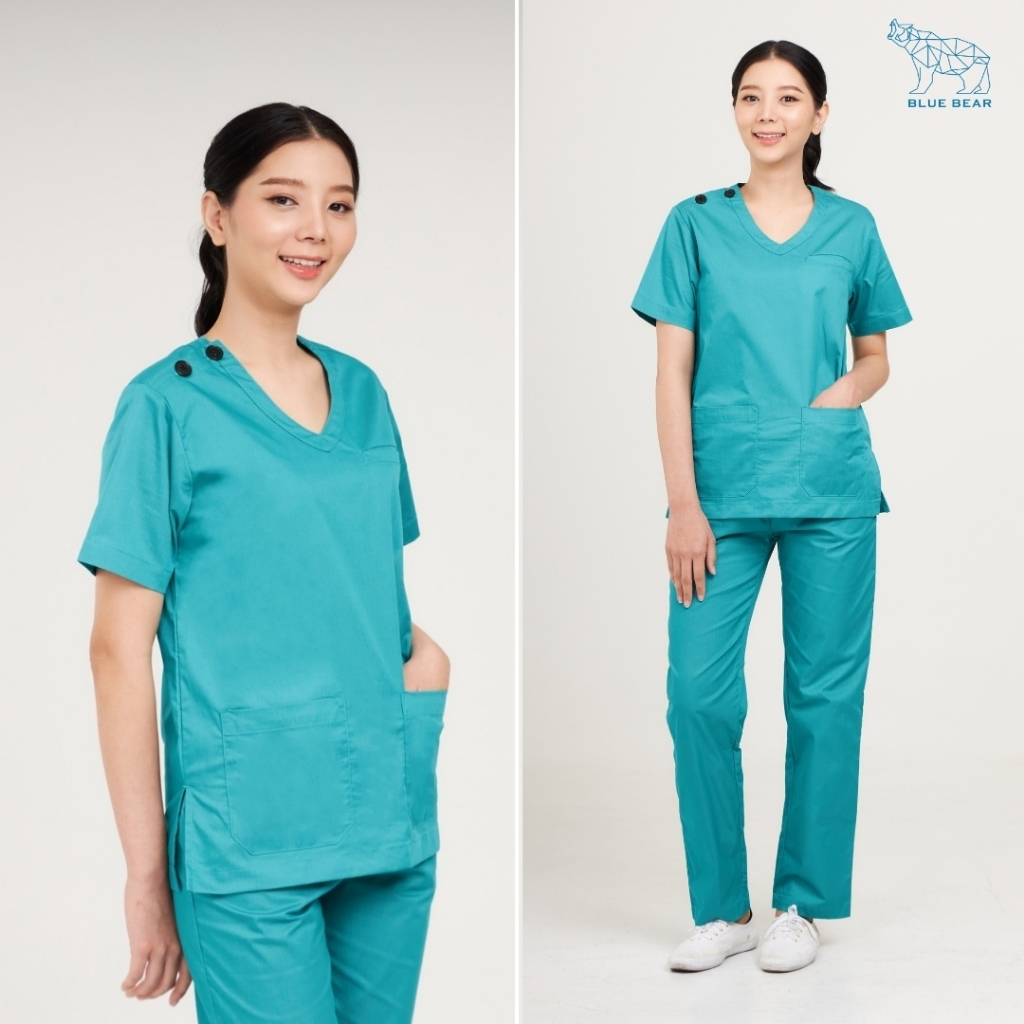 ชุดสครับ Unisex (เสื้อ+กางเกง) Scrub ผ่าตัด BLUE BEAR ANTI – STA TEX ...