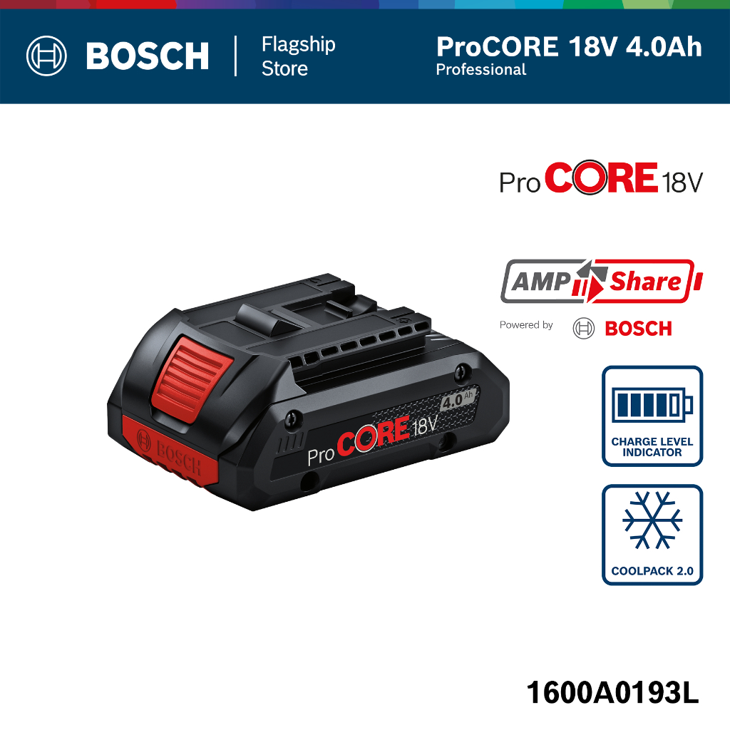 BOSCH PROCORE 18V 4.0 AH แบตเตอรี่ สำหรับ เครื่องมือไร้สาย 18V | Shopee Thailand