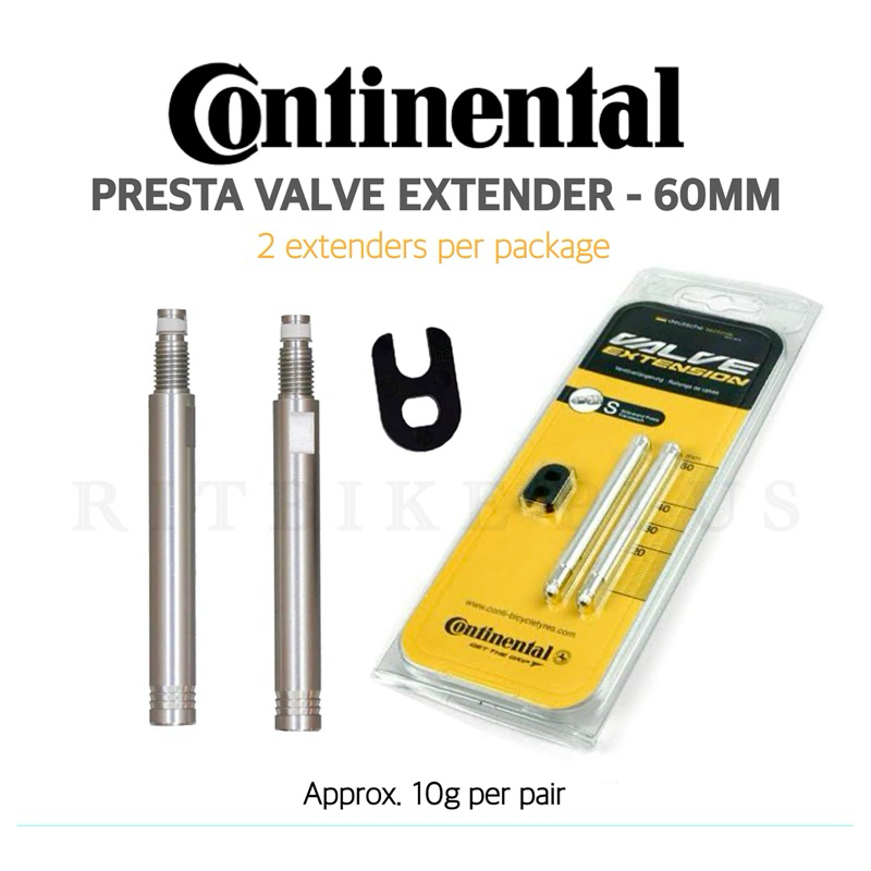 วาว์ลต่อลมจักรยาน CONTINENTAL PRESTA VALVE EXTENDER - 60MM (1 ชุดมี 2 ...