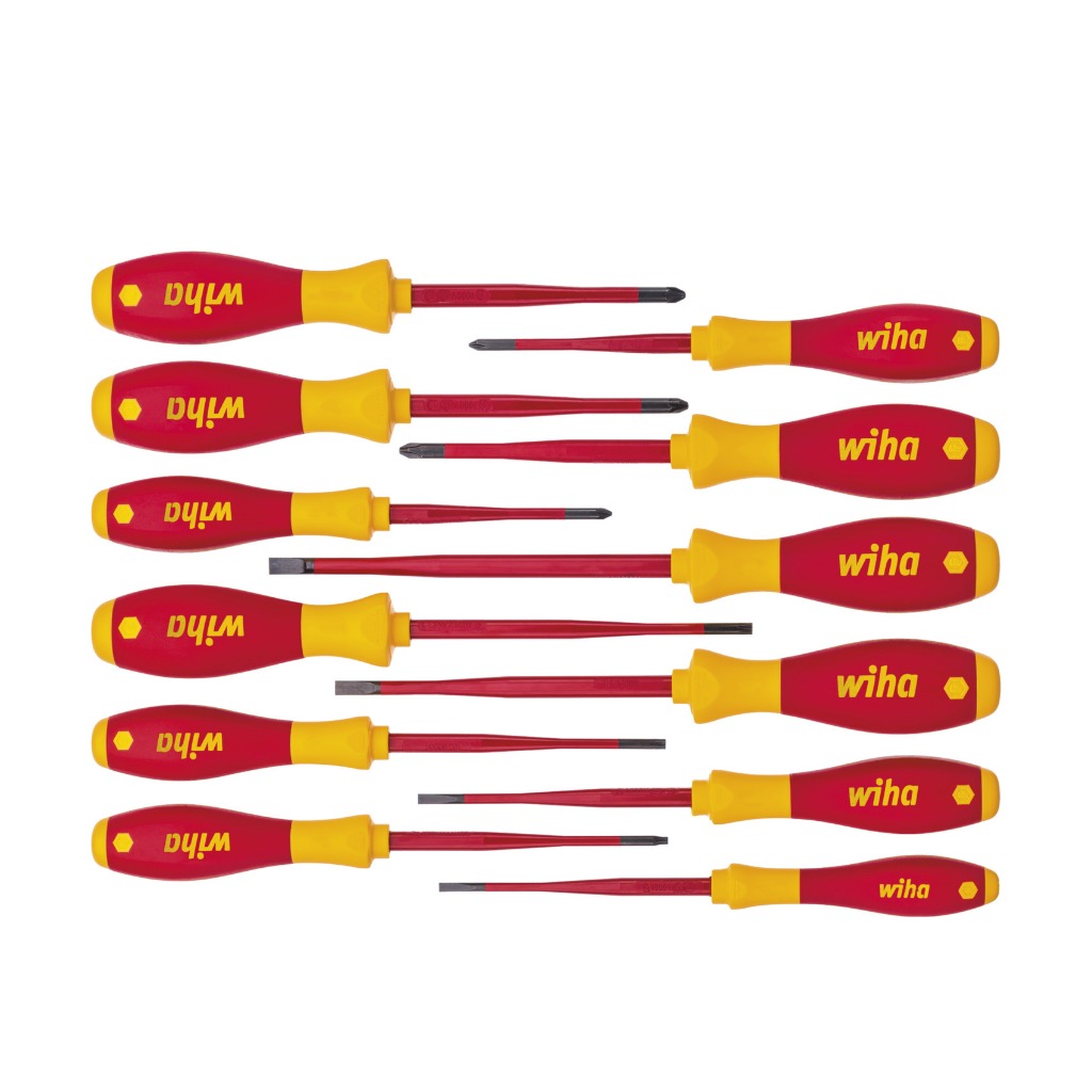 WIHA ไขควง VDE Screwdriver set SoftFinish® electric slimFix 12 ตัว/ชุด Series 3201 No.41003 ...