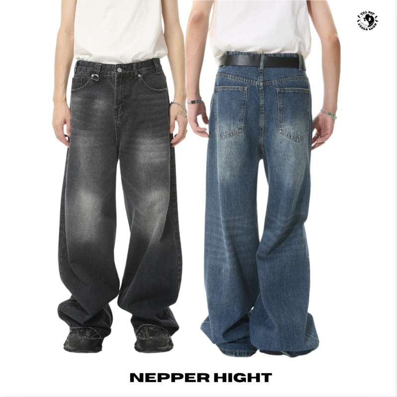 THEBOY-NEPPER HIGH JEANS กางเกงยีนส์ทรงกระบอกโคร่ง *แนะนำสูง175cm ...