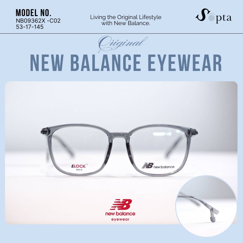 แว่นตา แว่น New Balance ELOCK กรอบแว่น นิวบาลานซ์ รุ่น NB09362X สี C02 C04 สีเทา Grey แว่นใส ...