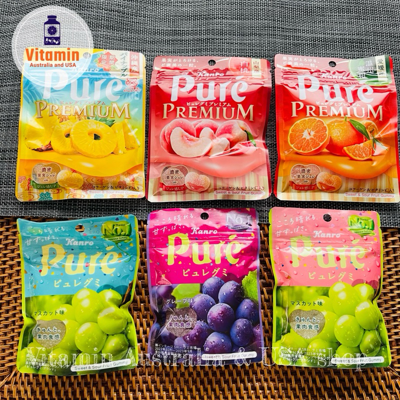 Kanro Pure Premium คันโระ เยลลี่รูปหัวใจ รสผลไม้ รสสตอเบอรี่ รสพีช ...