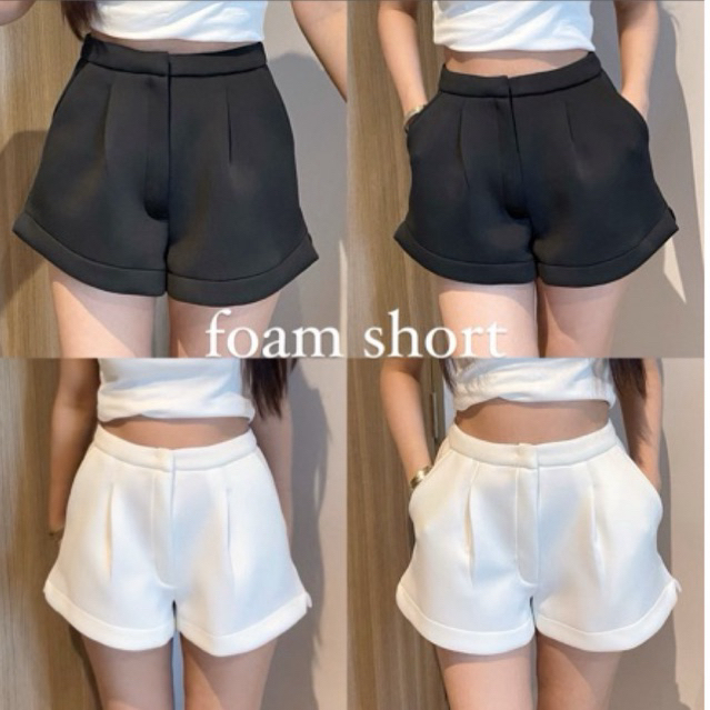 Foam short - กางเกงขาสั้นผ้าโฟม ผ้าหนาเป็นทรงสวย | Shopee Thailand