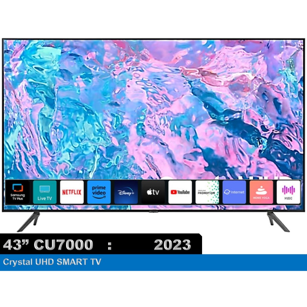 SAMSUNG TV Crystal UHD 4K (2023) Smart TV 43 นิ้ว CU7000 Series รุ่น UA43CU7000KXXT | Shopee ...