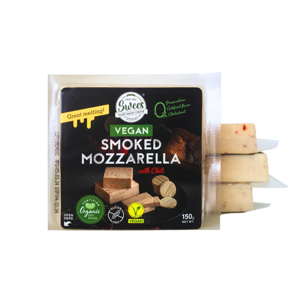 Organic SWEES Vegan Cheese l Smoked Mozzarella Block with Chili l มอสซา ...