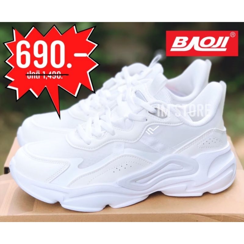 💥 BAOJI ลิขสิทธิ์แท้ SALE 💥 รุ่นใหม่! รองเท้าบาโอจิ สีขาวล้วน เสริมส้น 5 ซม. หนาสุด พื้นนุ่ม ...