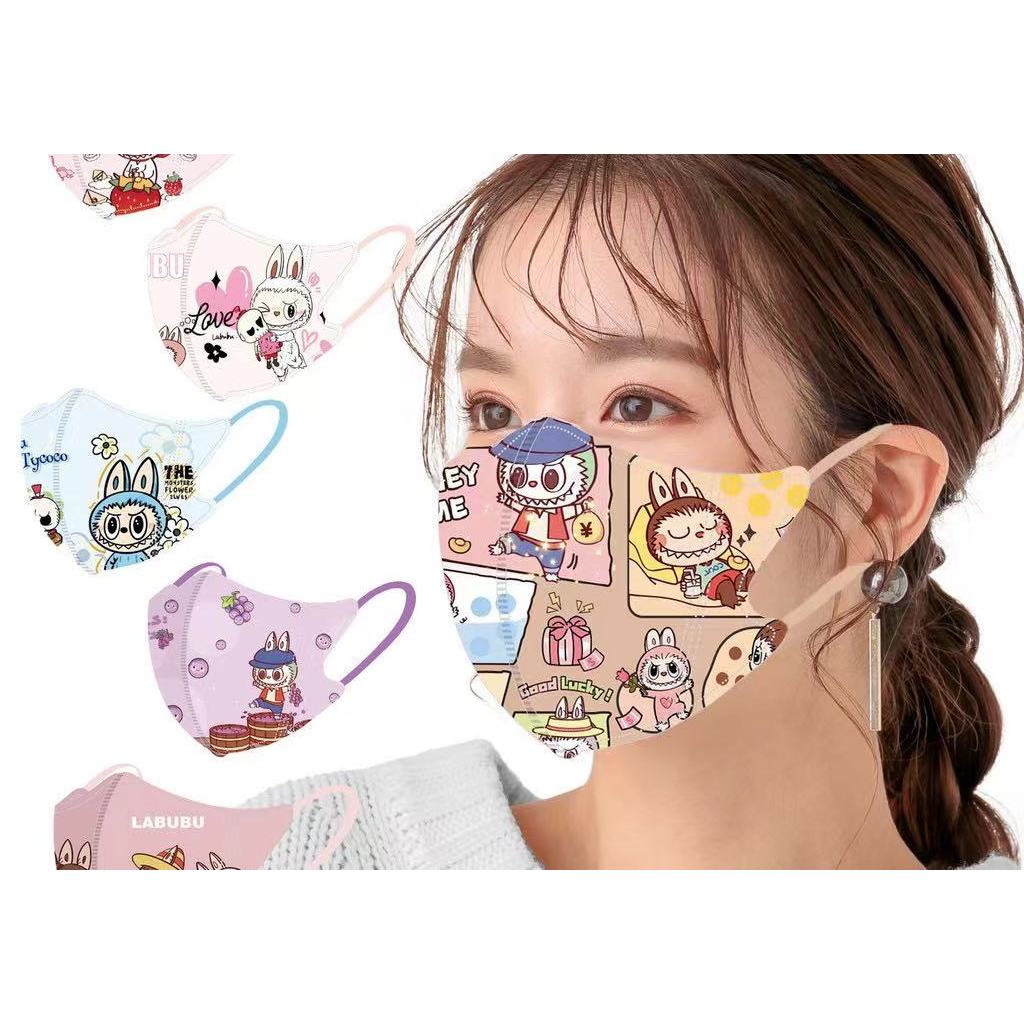 ผู้ใหญ่ 10 ชิ น Labubu Face Mask, การ ตูนพิมพ Labubu Face Cover, แบบ ...