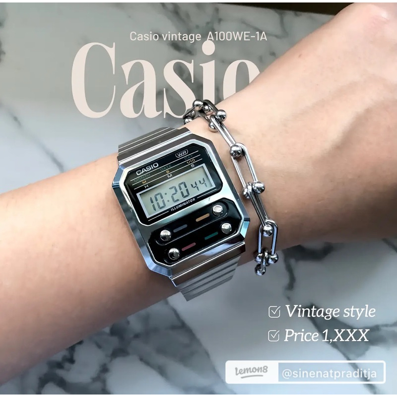 Casio Vintage A100WE-1ADF / Casio A100WE-1A Original & Garansiมือสอง ...