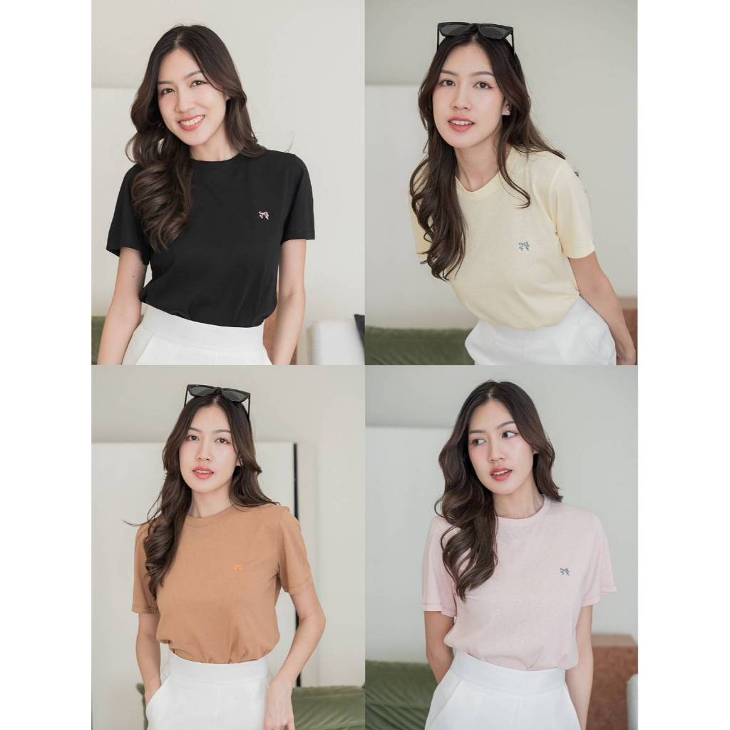 MY TOP Basic Slavic tee เสื้อยืดผ้าสลาฟงานปัก (โบว์) E167 T-SHIRTNISTA ...