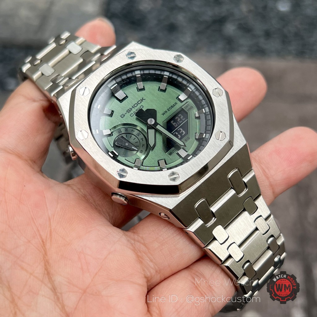 G-Shock Casioak GM-2100 HULK Green Dial Silver Full Metal | Shopee Thailand