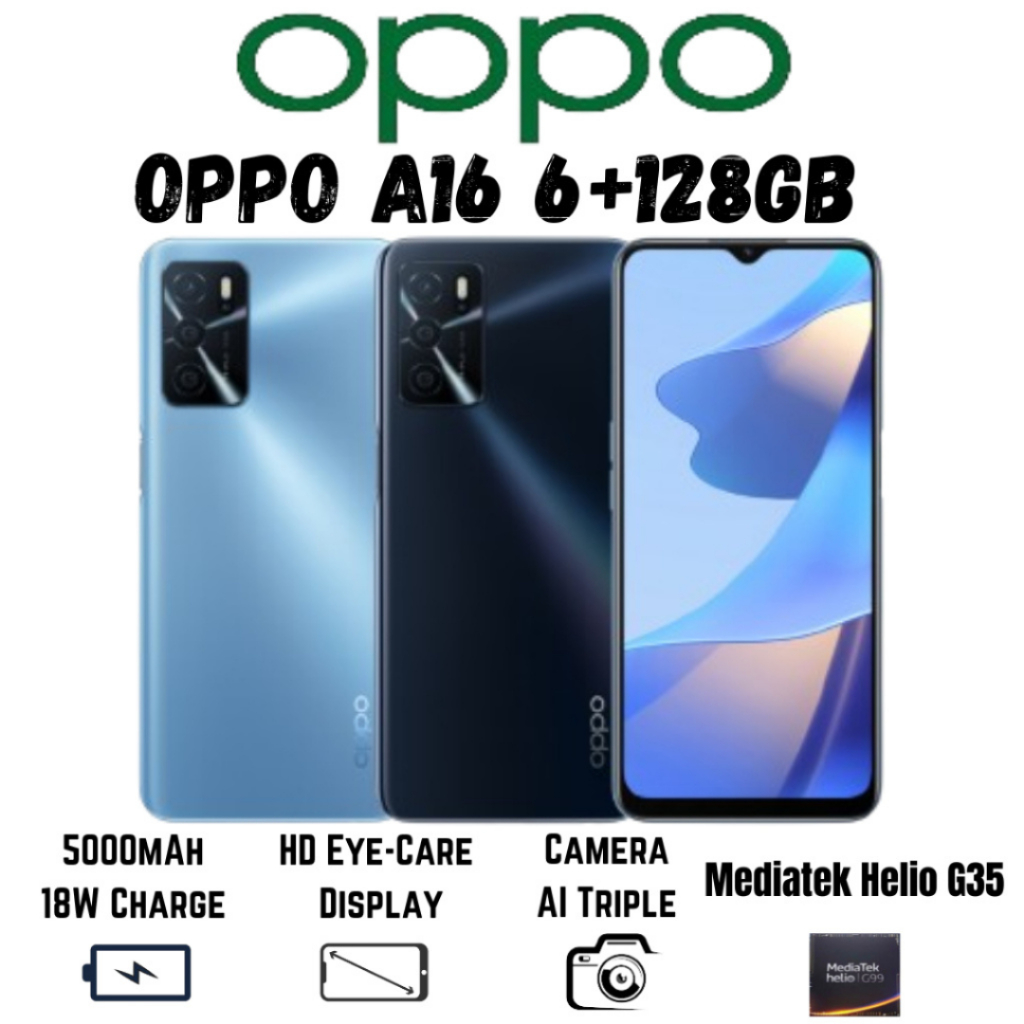 [สต็อก] โทรศัพท์มือถือOppo Oppo A16 (6G+128G) 6.52 นิ้ว แบตเตอรี่ 5000mAh รับประกัน 5 ปี ...