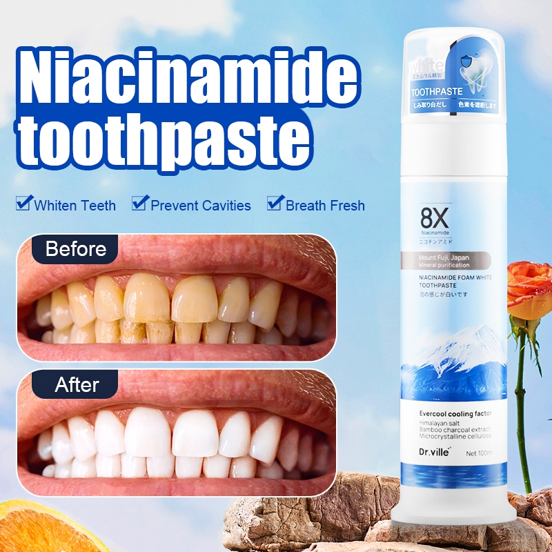 DR.VILLE ยาสีฟัน Niacinamide Foam White Toothpaste ฟอกฟันขาว premium 3d ...