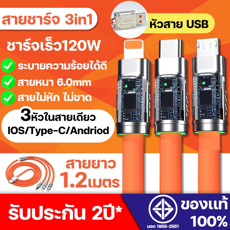 สายชาร์จเร็ว สายโทรศัพท์มือถือซิงค์อัลลอยไมโคร สายซิลิโคน 120วัตต์ USB สายชาร์จได้ไว สำหรับTypeC ...