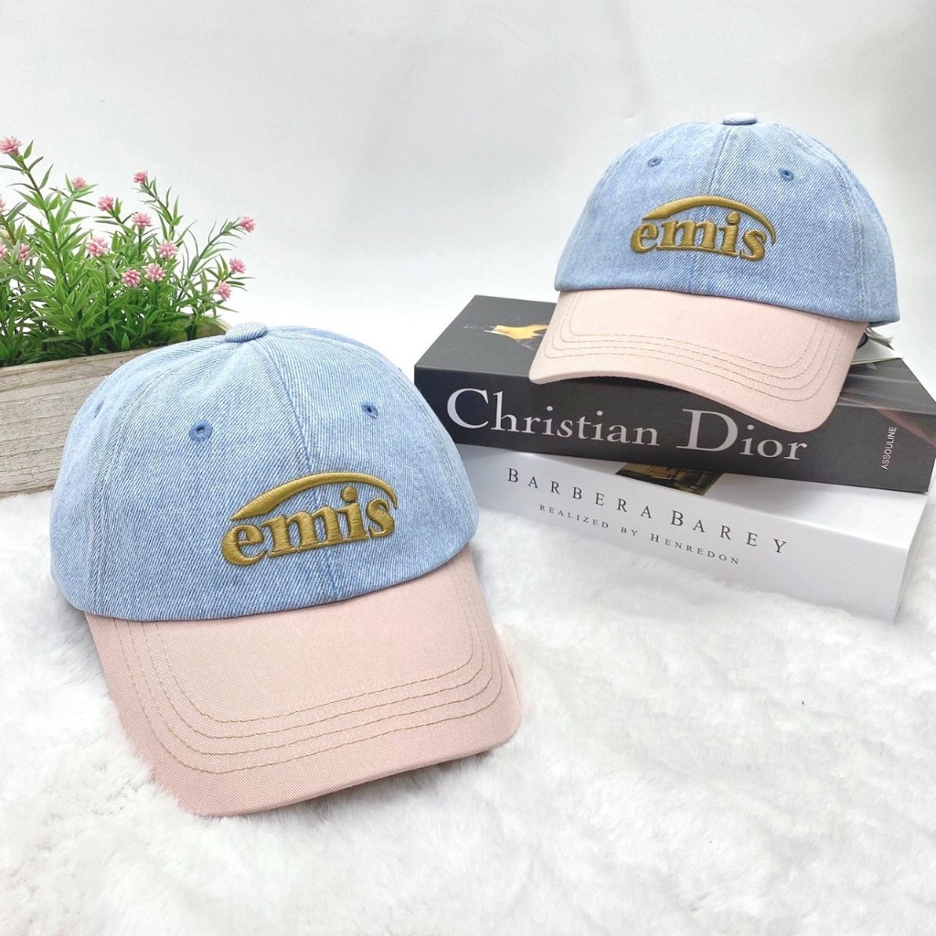 Emis Washed Denim Ball Cap (Light Blue Denim/Pink) | Shopee Thailand