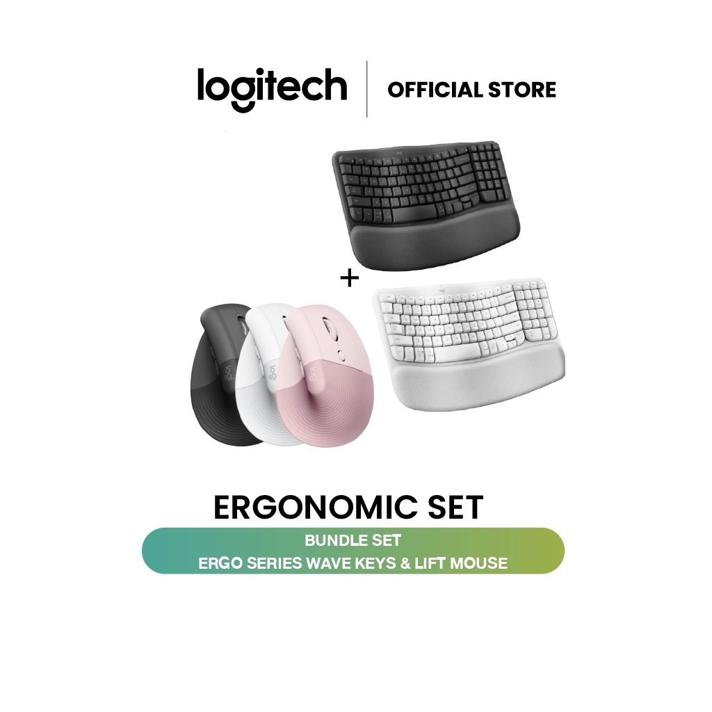 Logitech Set WAVE KEYS wireless ergonomic keyboard คีย์ Th/En + LIFT ...