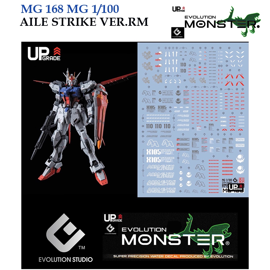 ดีคอลน้ำ [MONSTER Evo] E-M168/ MG168 Gundam AILE STRIKE MG 1/100 WATER ...