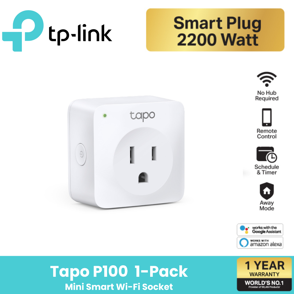 TP-Link Tapo P100/P100 2 PACK Smart WIFI Plug สั่งเปิด-ปิด ปลั๊กไฟฟ้าผ่านแอพ ติดตั้งง่าย รับ ...