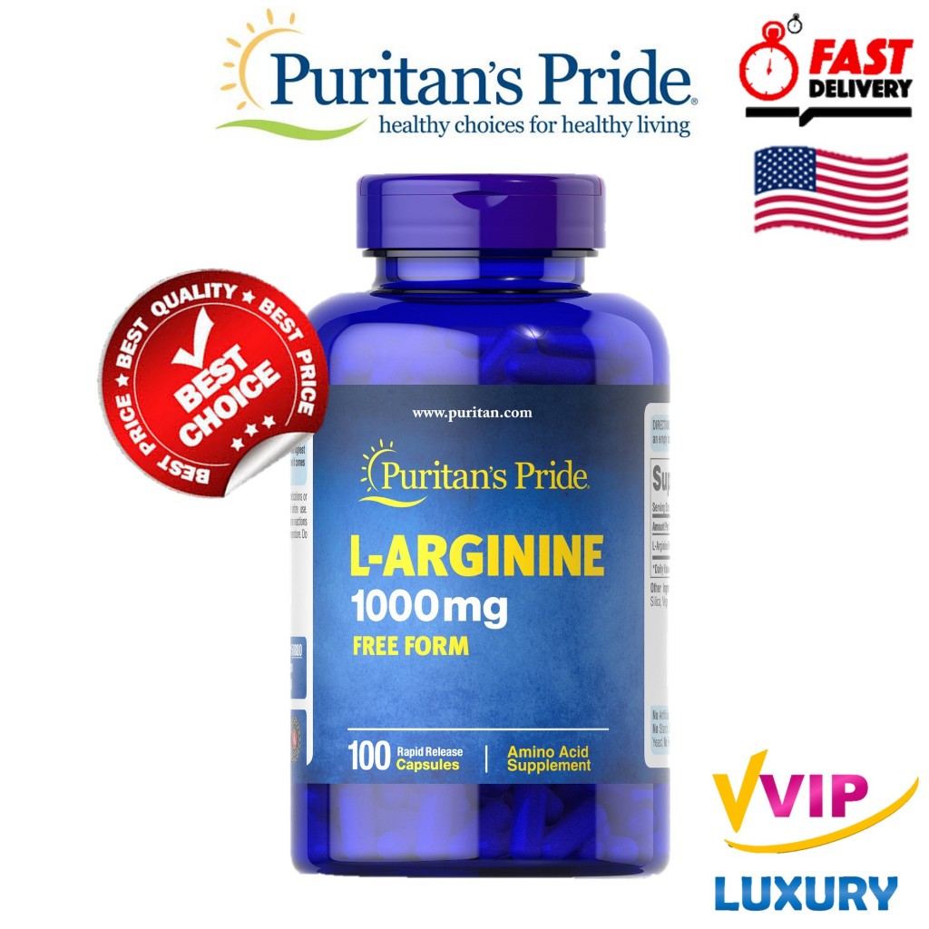 Puritan's Pride L-Arginine 1000 mg Free Form 100 capsules exp06/2026 ...