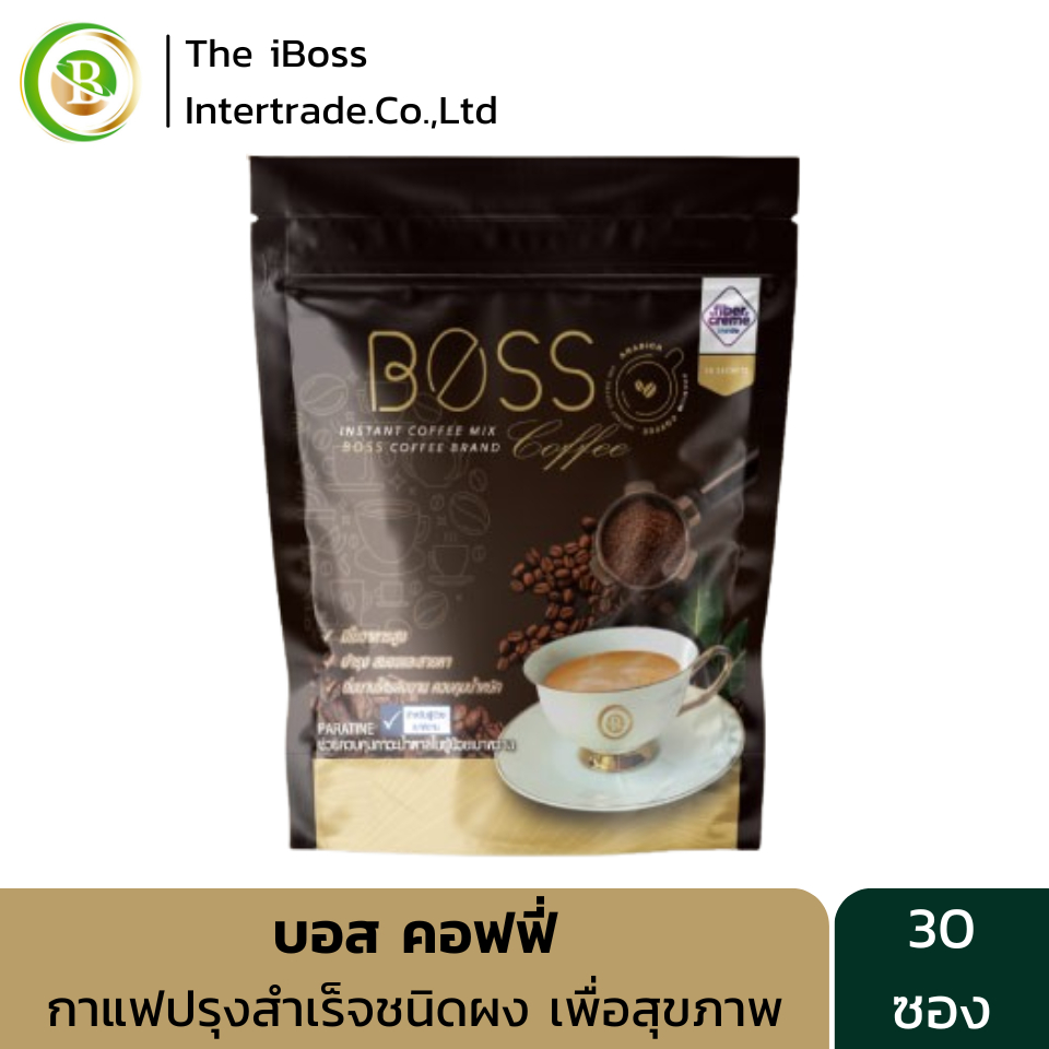 บอส คอฟฟี่ กาแฟปรุงสำเร็จชนิดผง เพื่อสุขภาพ มีไฟเบอร์ครีมและพาลาทีน 1 ...