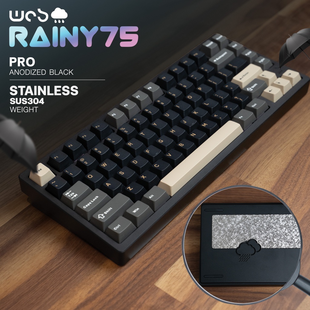 คีย์บอร์ด Wobkey Rainy 75 Aluminium 75% เคสอลูมิเนียม 2.4GHz Bluetooth Wireless RGB Hotswap ...
