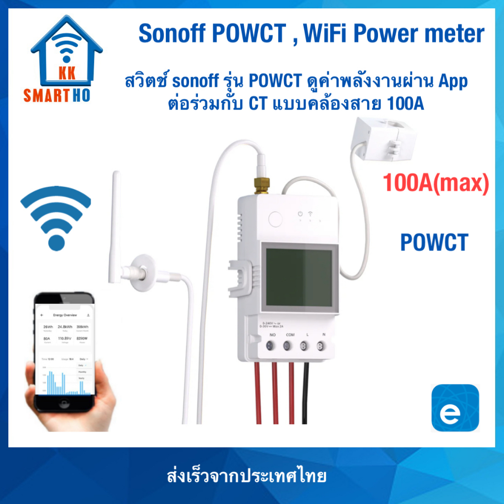 SONOFF POWCT Power Meter | POWCT ดูค่าพลังงานผ่าน Wifi แอพ eWelink ...