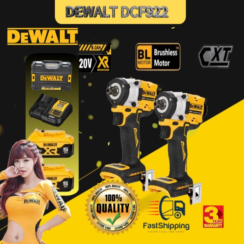 DEWALT DCF922 (1 Charger 2 Batteries) ประแจไฟฟ้าแบบไม่มีแปรง พร้อม ...
