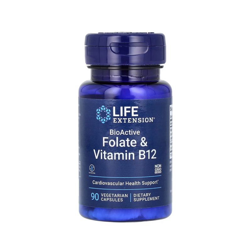 Folate & B12 Life Extension BioActive Folate & Vitamin B12 / 90 เม็ด ...