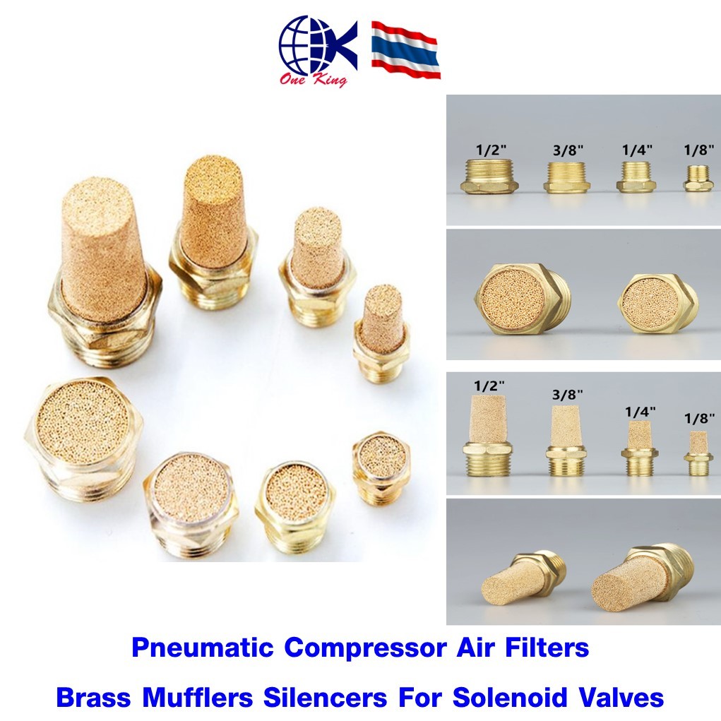 Pneumatic Compressor Air Filters Brass Mufflers Silencers For Solenoid ...