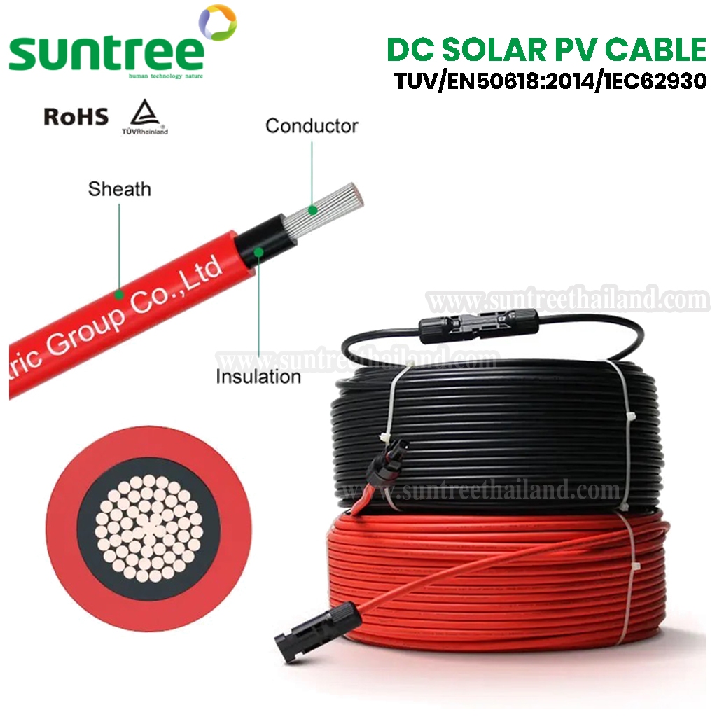 Suntree H1Z2Z2-K สายไฟโซล่าเซลล์ DC Solar PV Cable PV1-F 1.5kV ดำ1x4 ...