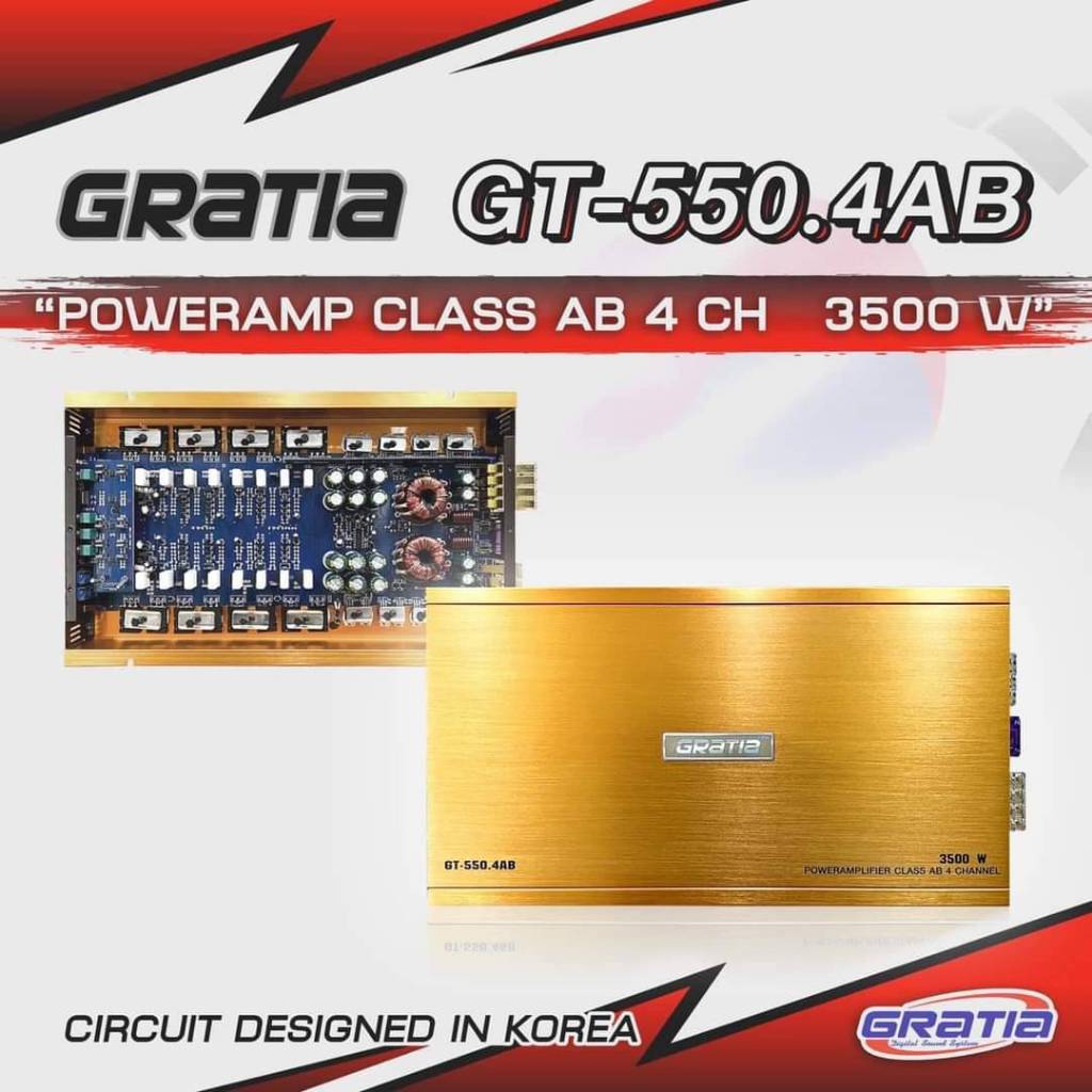 เพาเวอร์ 4ch Gratia รุ่น GT-550.4AB (NEW2024) ทรานซิสเตอร์ TOSHIBA JAPAN รุ่นใหญ่แรงๆ เสียงดีชัด ...