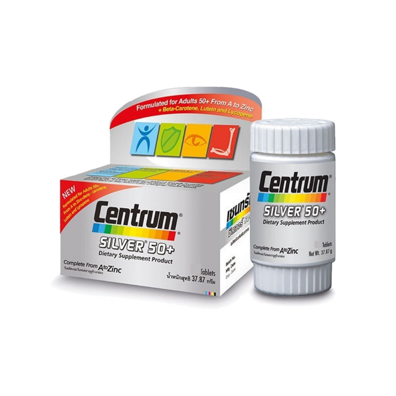 Centrum Silver 50+ เซนทรัม ซิลเวอร์ 50+ (กล่องเทา) 30เม็ด/90เม็ด ...