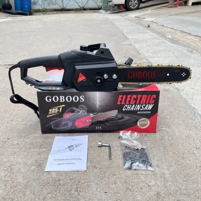 เลื่อยโซ่ไฟฟ้า ยี่ห้อ Goboss ขนาด 11.5 นิ้ว (สีดำแดง) | Shopee Thailand