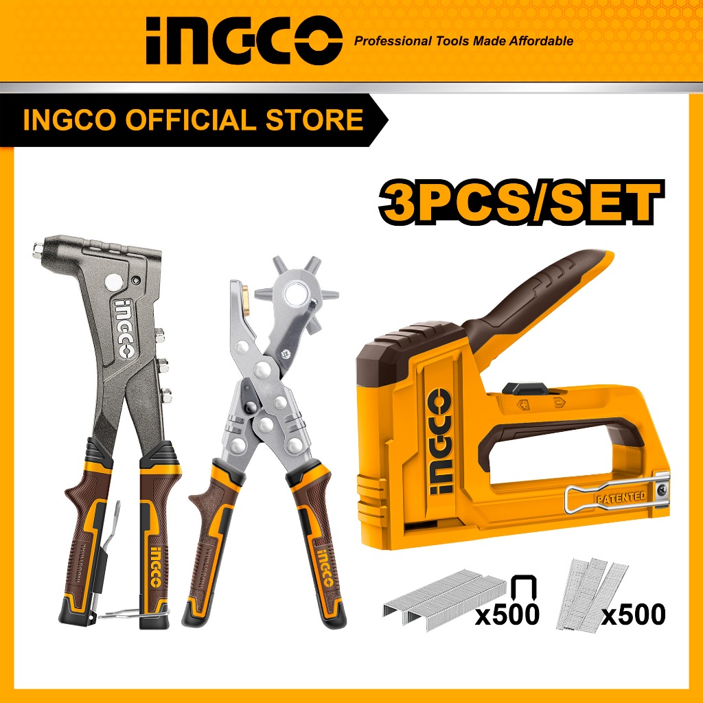 INGCO Combo Set ปืนยิงแม็ก+ปืนเจาะรู+เครื่องย้ำรีเวม HRSG0401 | Shopee ...