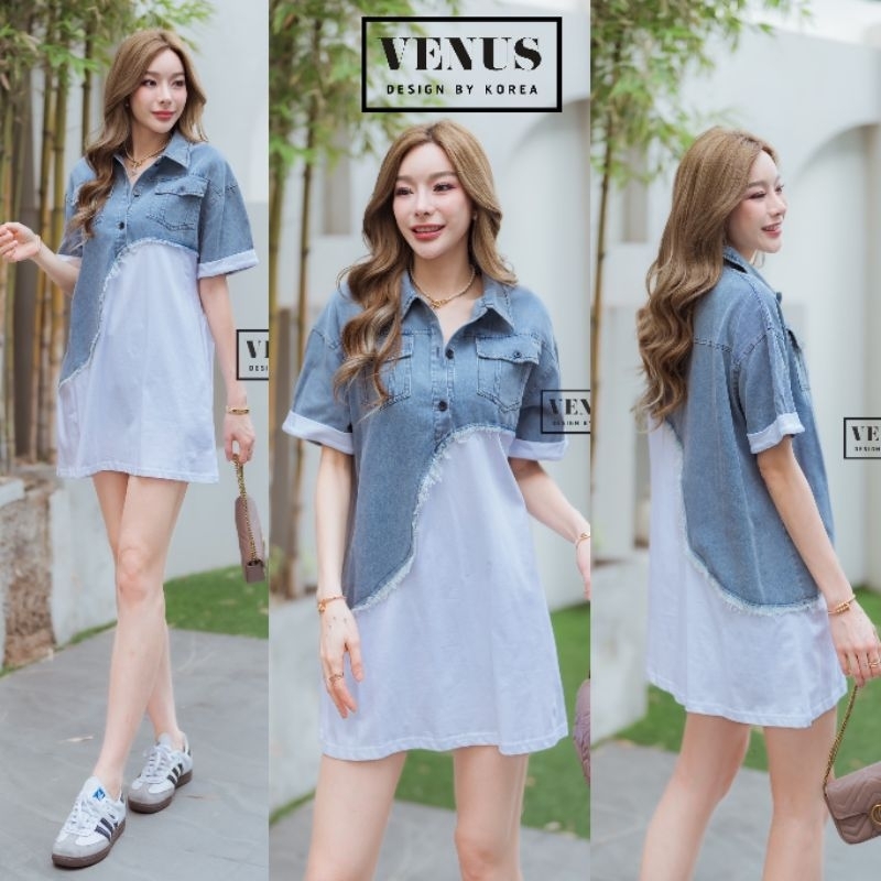 Mini Dress Jeans มินิเดรสแต่งผ้ายีน คอปก งานน่ารักมากๆนะคะ ใส่สบายคะ ใส่ปล่อยๆ แม๊ทกับรองเท้า ...
