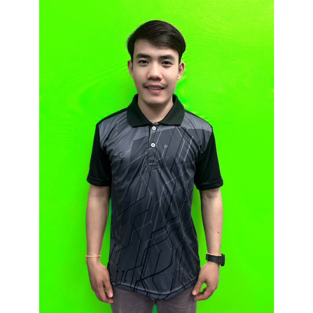 SA304 เสื้อโปโล คอปก มีกระดุม ผู้ชาย พิมพ์ลาย ผ้าไมโคร เรียบ ลื่น ...