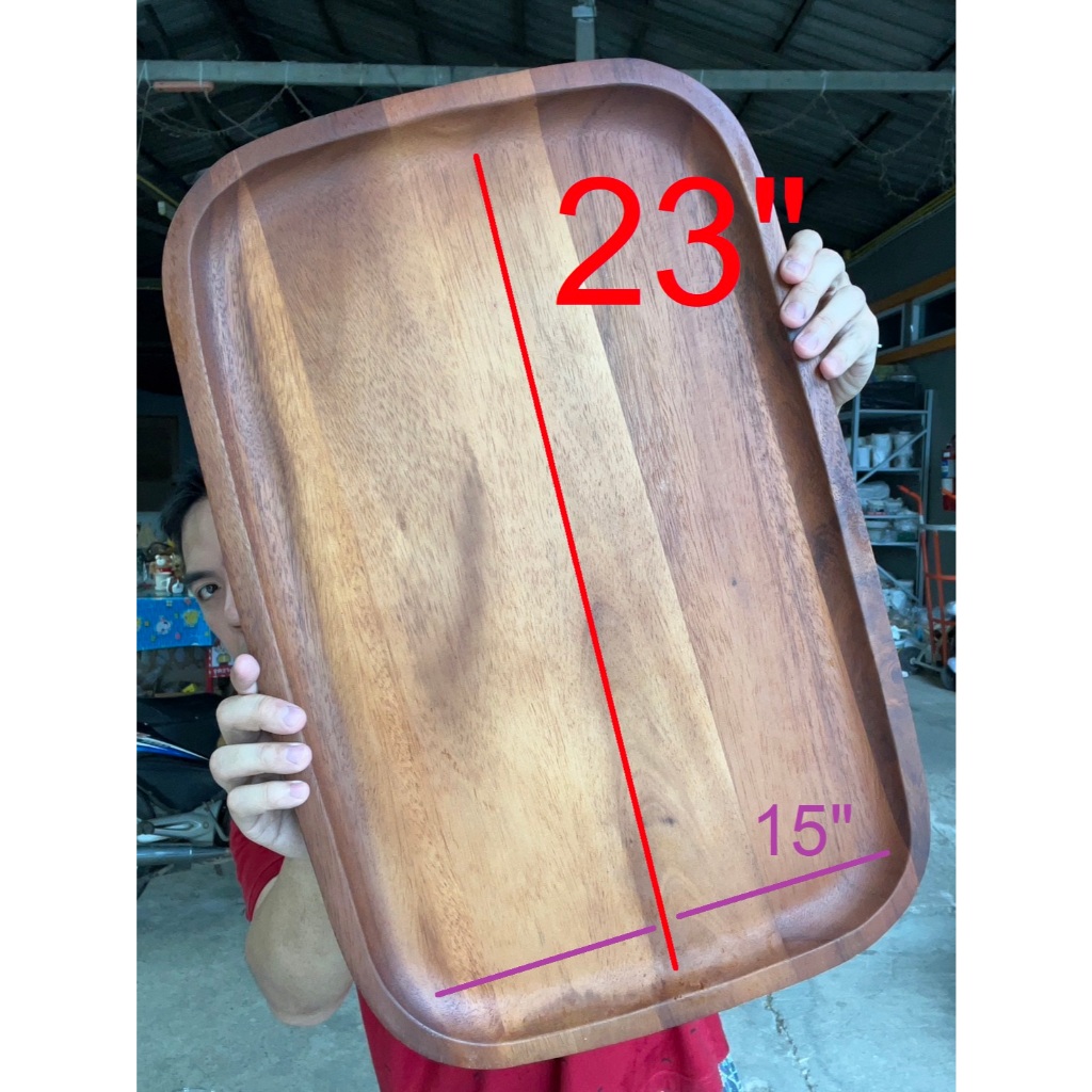 ถาดไม้สี่เหลี่ยม จัมโบ้ ขนาด 15x23 นิ้ว ถาดไม้ ถาดเสิร์ฟ ออกใบกำกับภาษี ...