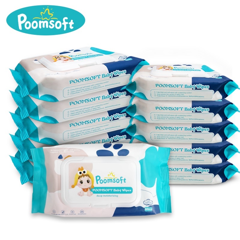 Poomsoft ทิชชู่เปียก 80แผ่น ทิชชู่เปียกสําหรับเด็ก กระดาษเปียก ทิชชู ...