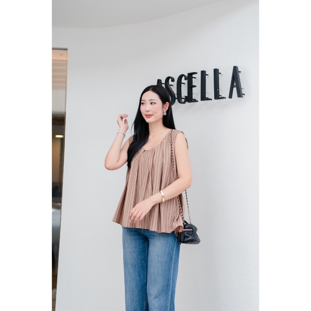 M1418 M1419 เสื้อสวย จับจีบอก ทรงสวยผ้าดี มีริ้วกับผ้าซาติน สวยมากก ...