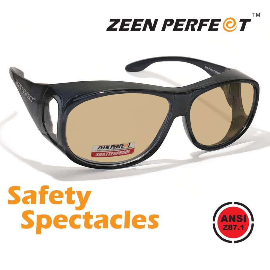 แว่น Safety ZEEN PERFECT แบบสวมทับแว่นสายตาได้ มีกระบังด้านข้าง ...