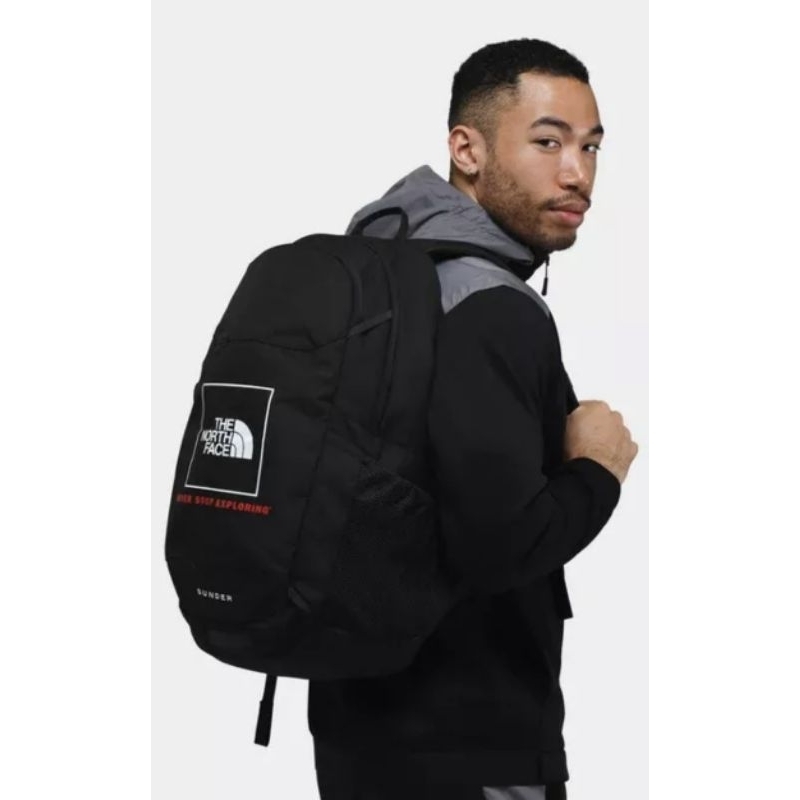 The North Face Sunder Backpack School Sport Bag TNF Black White Logo ...